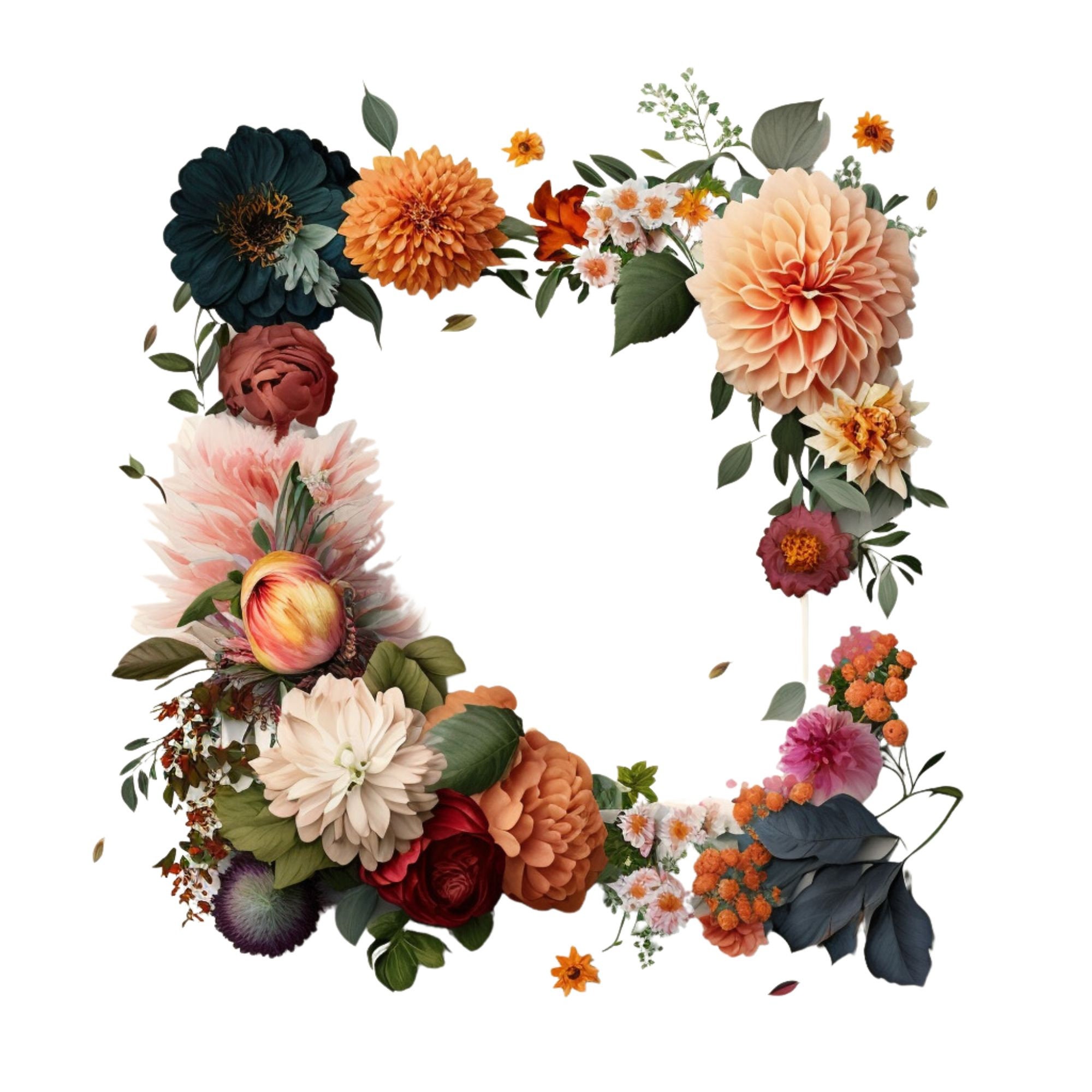 Exquisite Realistic Floral Border PNG - Lifelike Colorful Flower Frame ...