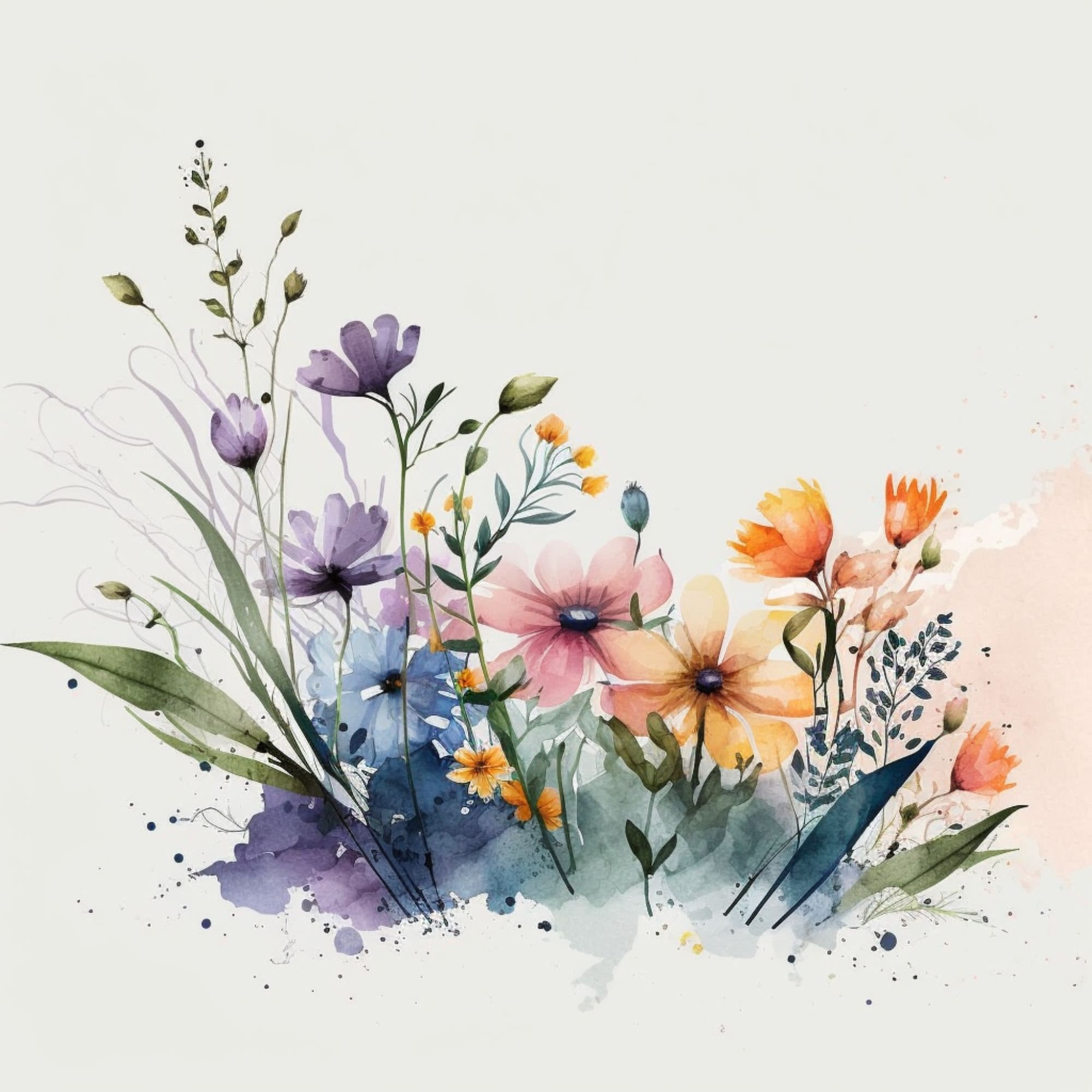 Watercolor Flower Border: Digital Download for Scrapbooking, Cards, and ...