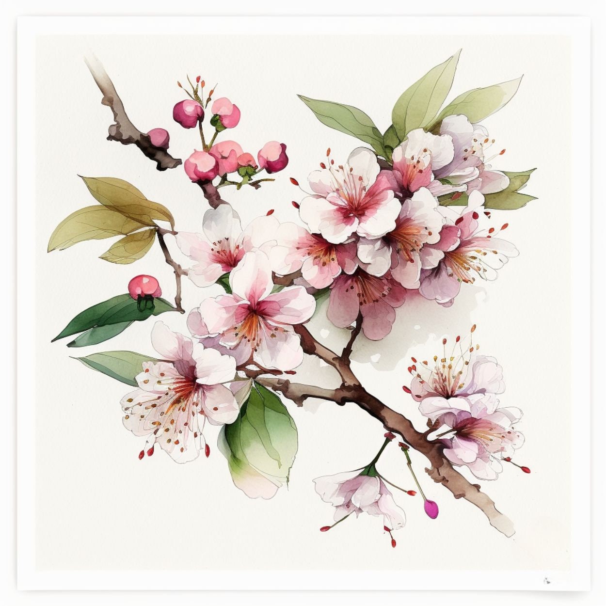 7 Watercolor Sakura Clipart Bundle - Delicate Cherry Blossom Jpgs ...