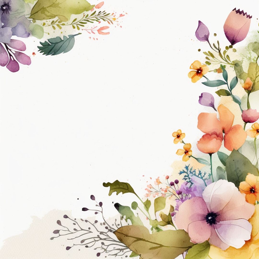 Watercolor Flower Border: Digital Download for Scrapbooking, Cards, and ...