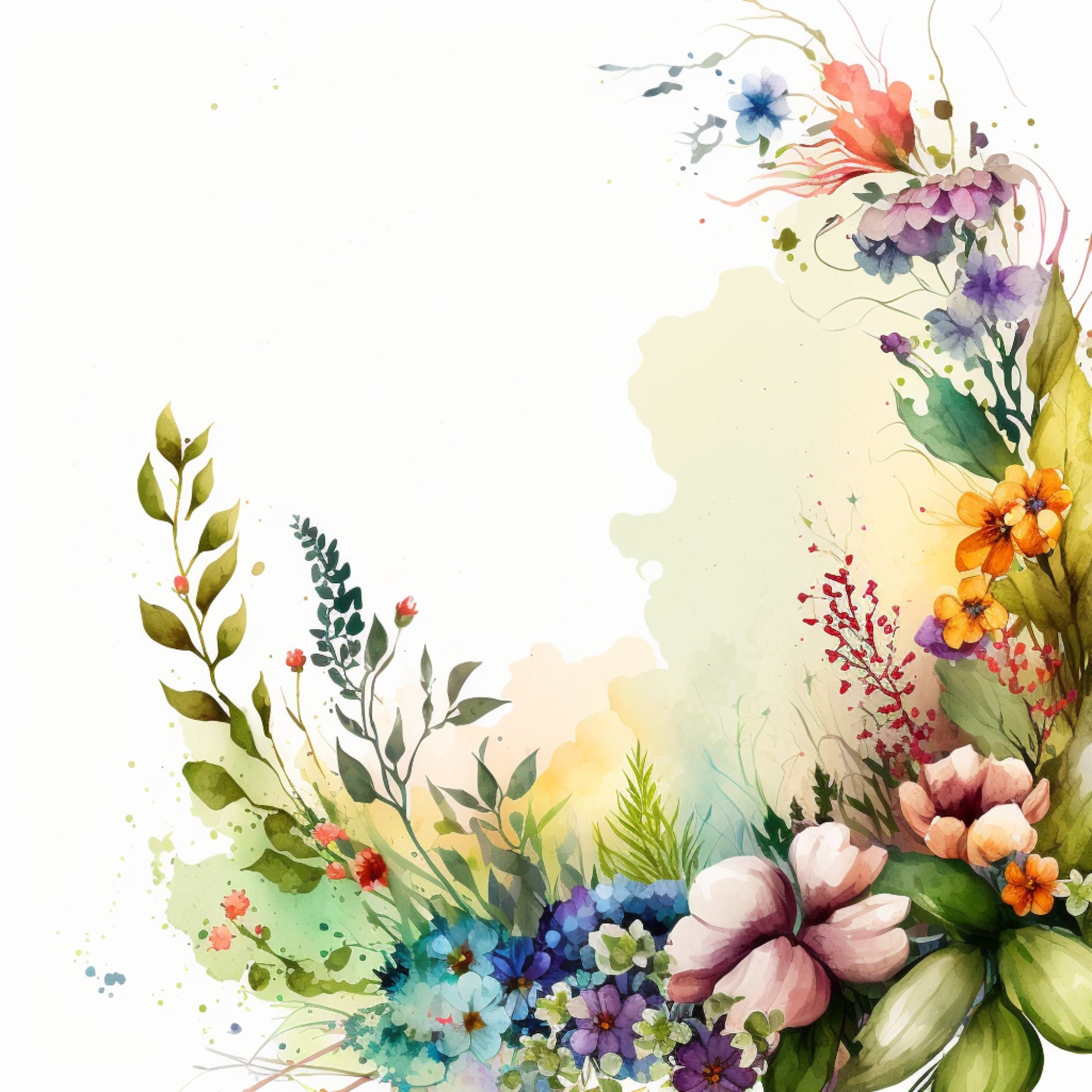 Watercolor Flower Border: Digital Download for Scrapbooking, Cards, and ...