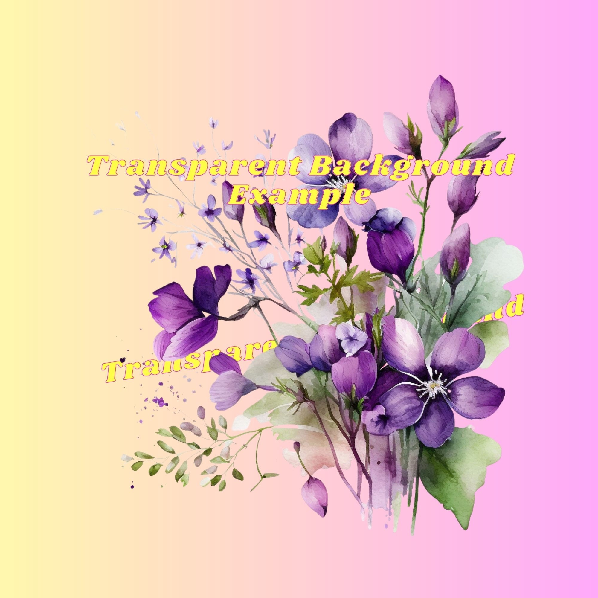 Bundle of Purple Flower Watercolor PNG - Elegant Design for Invitations ...