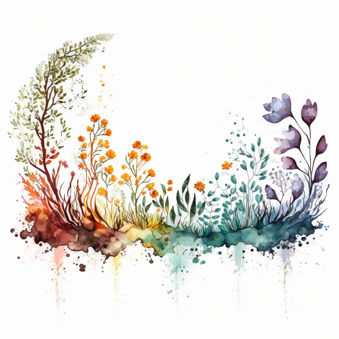 Watercolor Flower Border: Digital Download for Scrapbooking, Cards, and ...