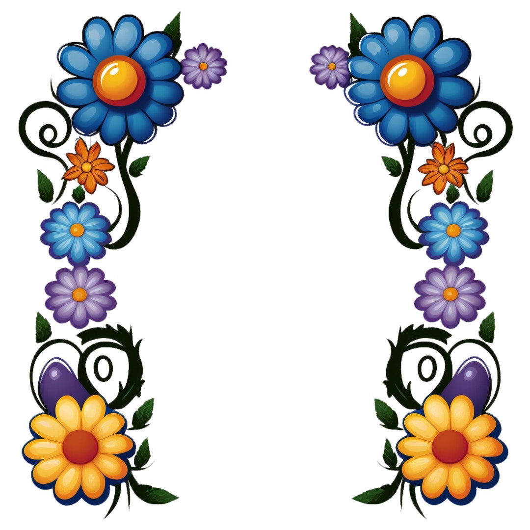 Cartoon Flower Border Duo PNG - Fun and Playful Designs - Great for ...