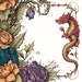 Vintage Dragon Floral Border PNG - Mythical Flower Frame - Invitations ...