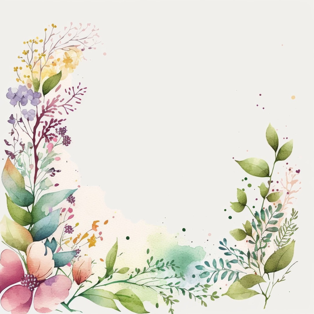Watercolor Flower Border: Digital Download for Scrapbooking, Cards, and ...