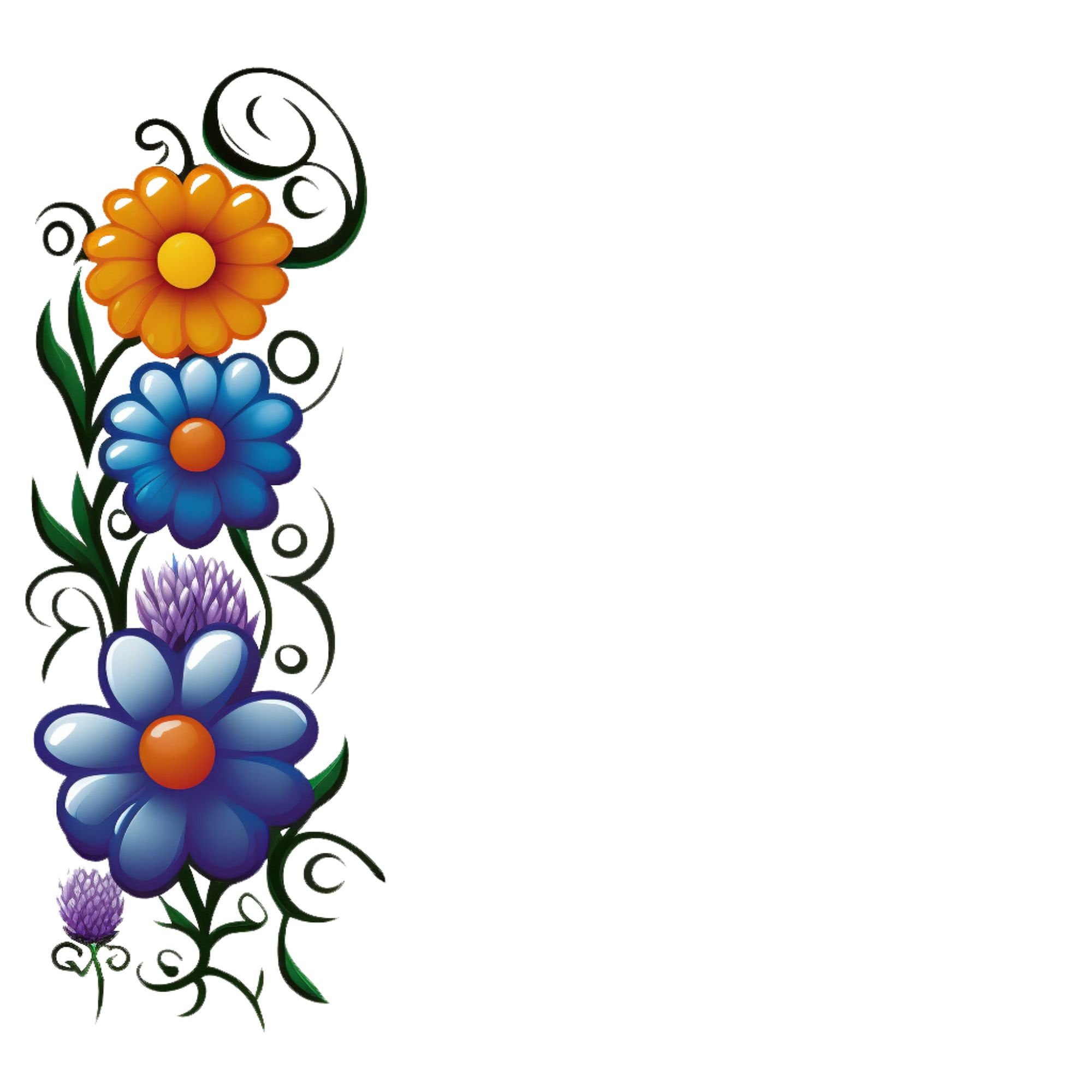 Cartoon Flower Border Duo PNG Fun and Playful Designs Great for ...