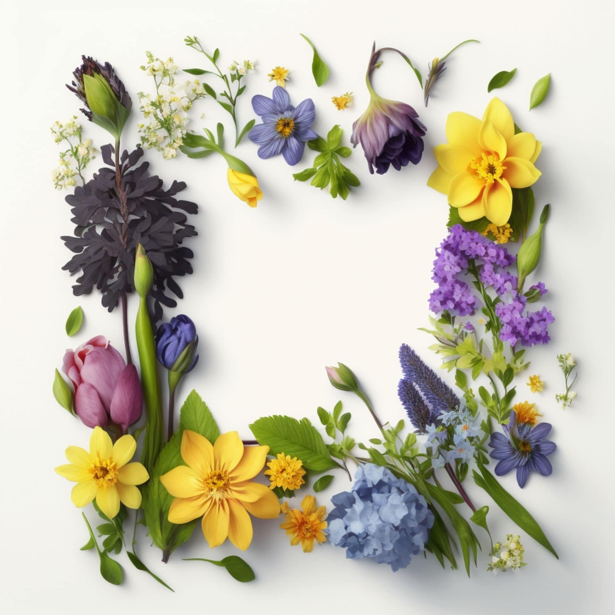 Exquisite Realistic Floral Border PNG Lifelike Colorful Flower Frame ...