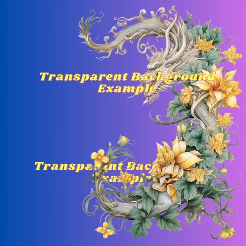 Mystical Dragon Bloom Border - Enchanted Floral Frame PNG - Perfect for ...