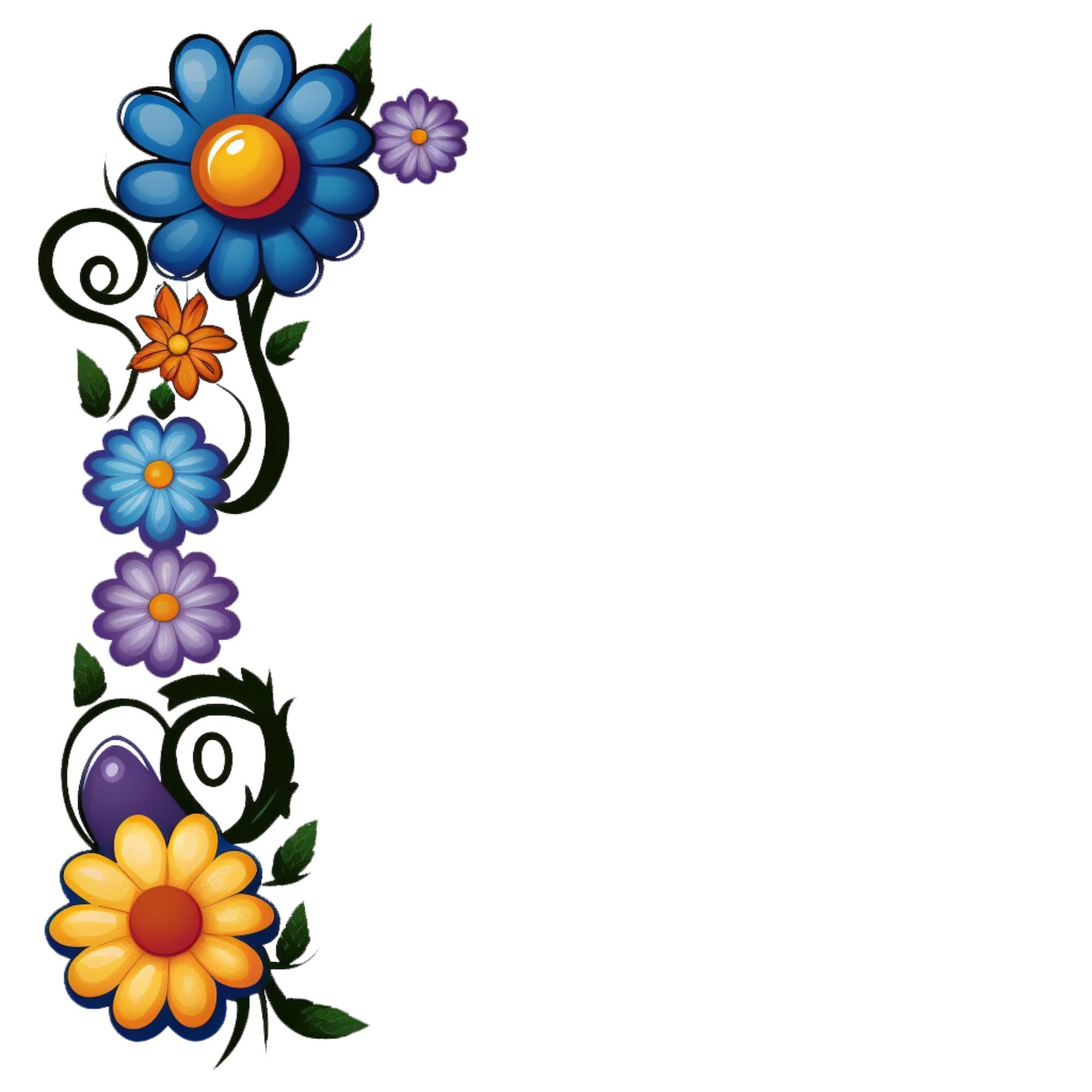 Cartoon Flower Border Duo PNG - Fun and Playful Designs - Great for ...