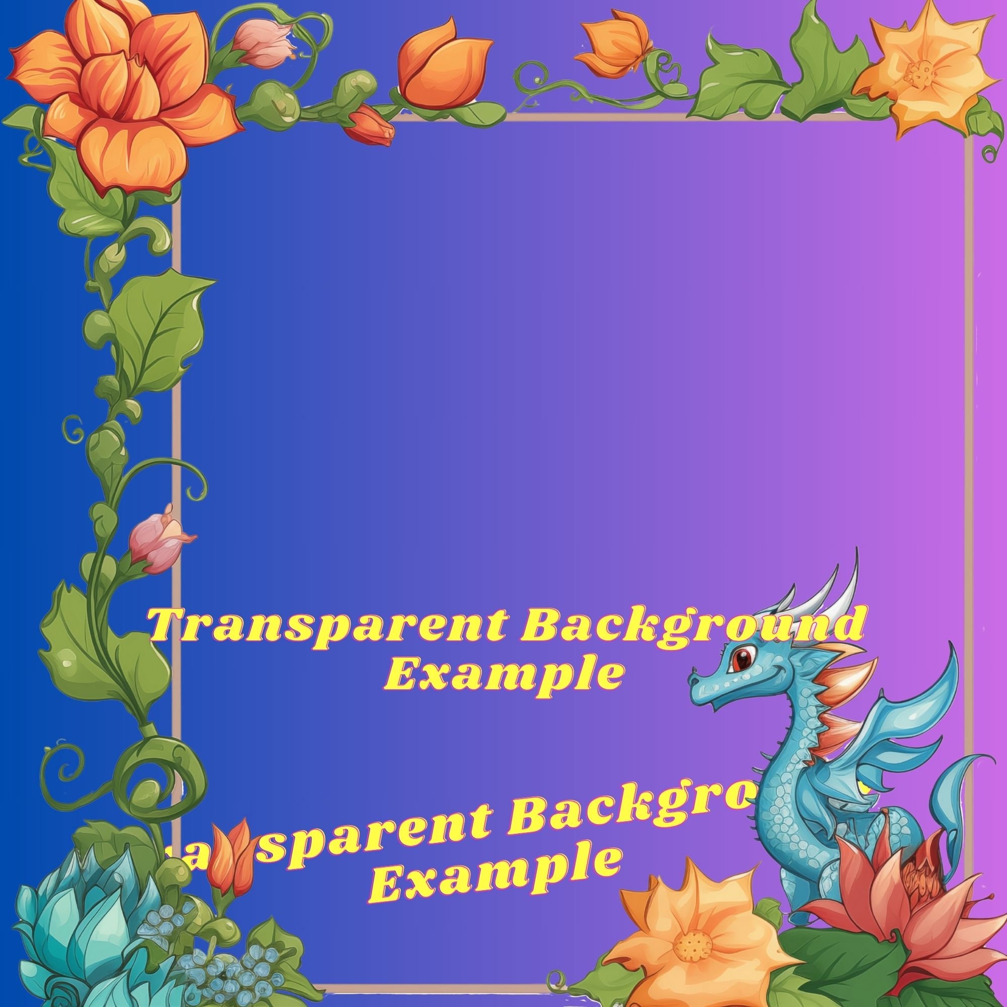 Mystical Dragon Bloom Border - Enchanted Floral Frame PNG - Perfect for ...