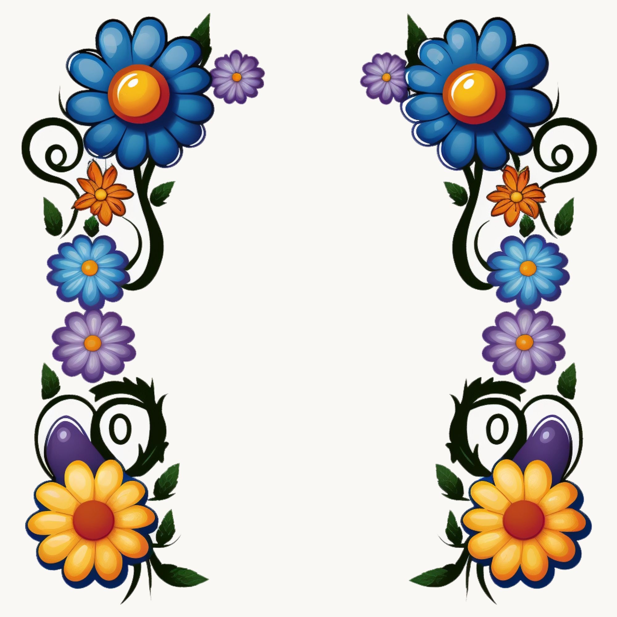 Cartoon Flower Border Duo PNG - Fun and Playful Designs - Great for ...