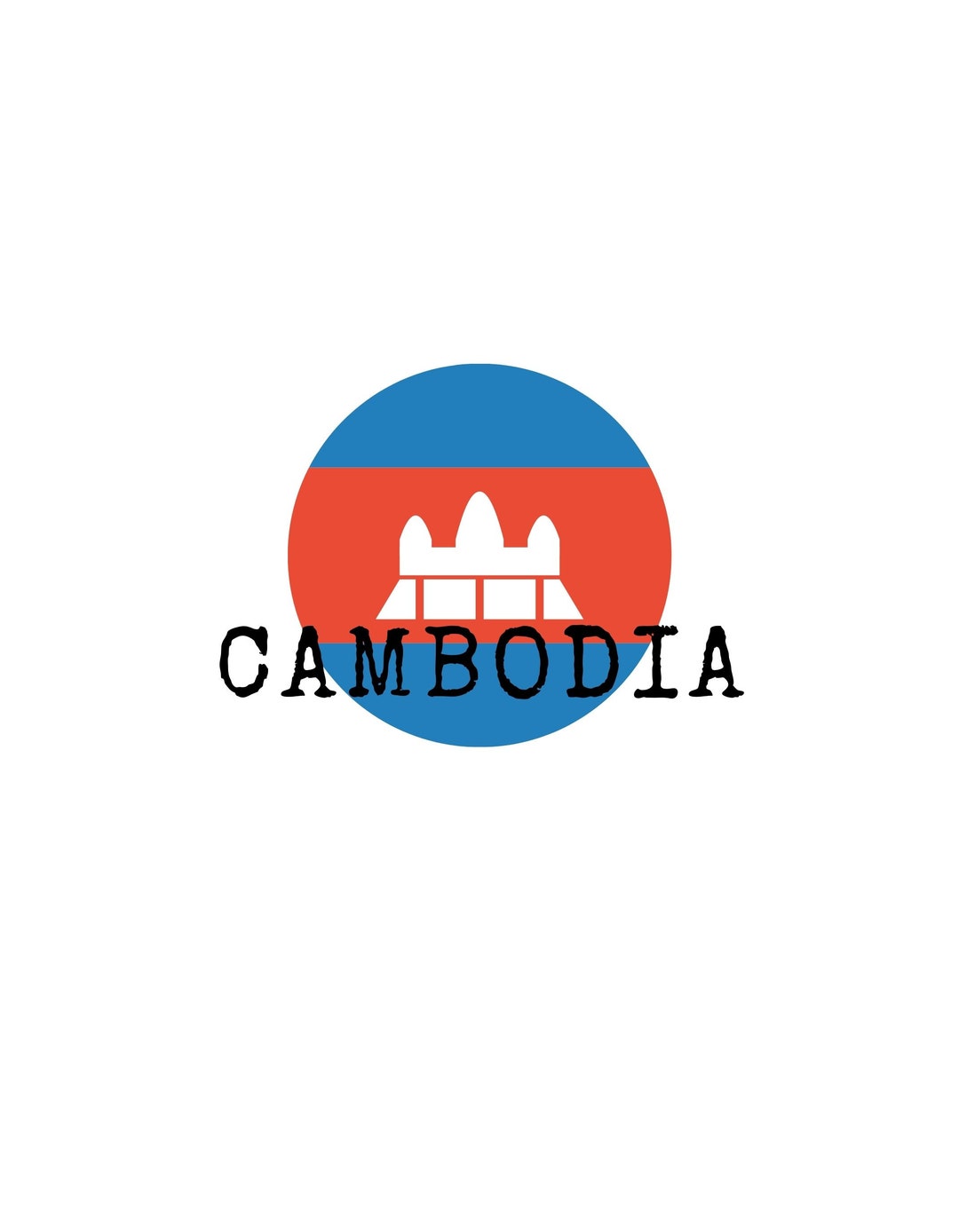Cambodian Flag Circle With Angkor Wat Outline: "cambodia" Text ...