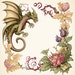 Vintage Dragon Floral Border PNG - Mythical Flower Frame - Invitations ...