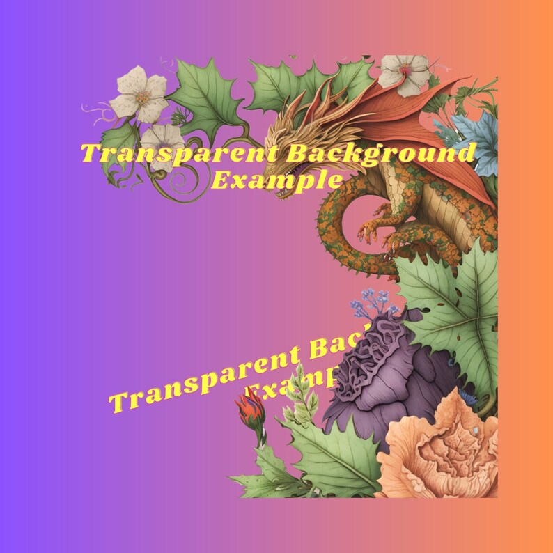 Vintage Dragon Floral Border PNG - Mythical Flower Frame - Invitations ...