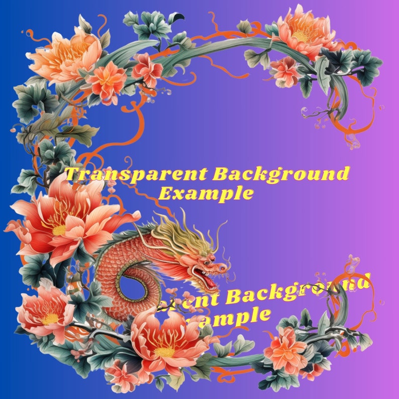 Mystical Dragon Bloom Border - Enchanted Floral Frame PNG - Perfect for ...