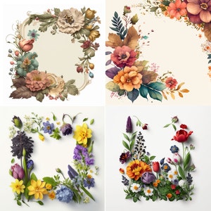 15 Versatile Flower Border Clipart Bundle - 15 Artistic Style Borders ...