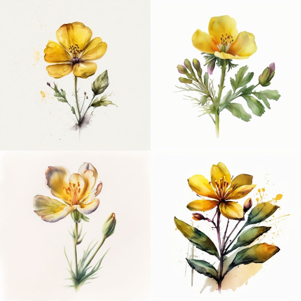 16 Yellow Watercolor Flowers, Dual PNG Files, Instant Digital Download ...