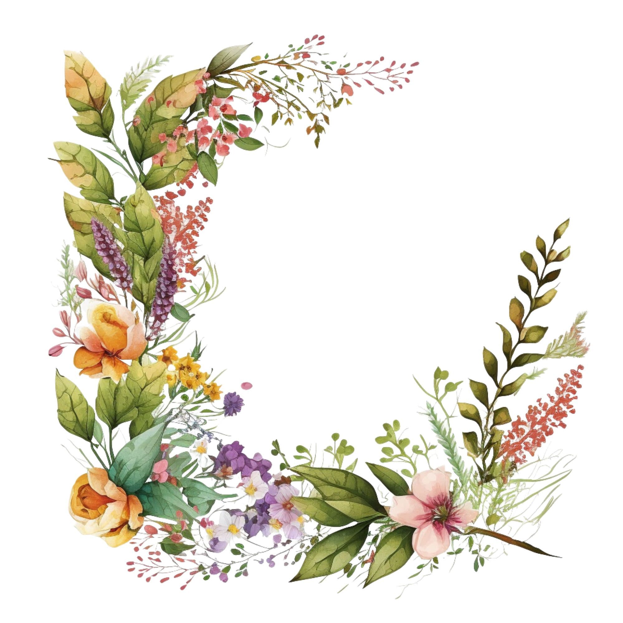 Watercolor Flower Border: Digital Download for Scrapbooking, Cards, and ...