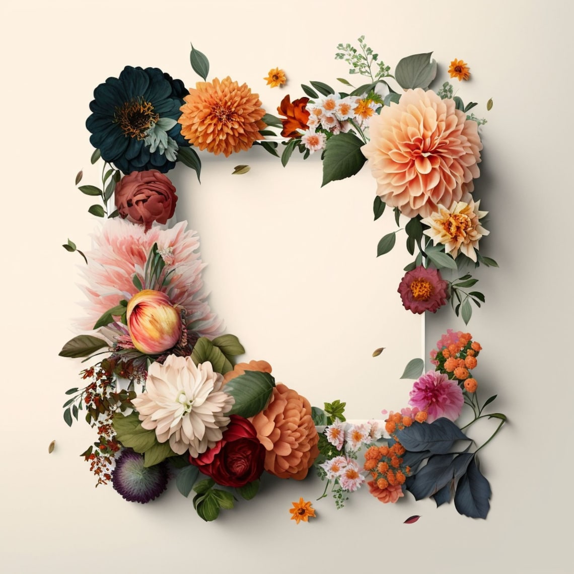 Exquisite Realistic Floral Border PNG - Lifelike Colorful Flower Frame ...