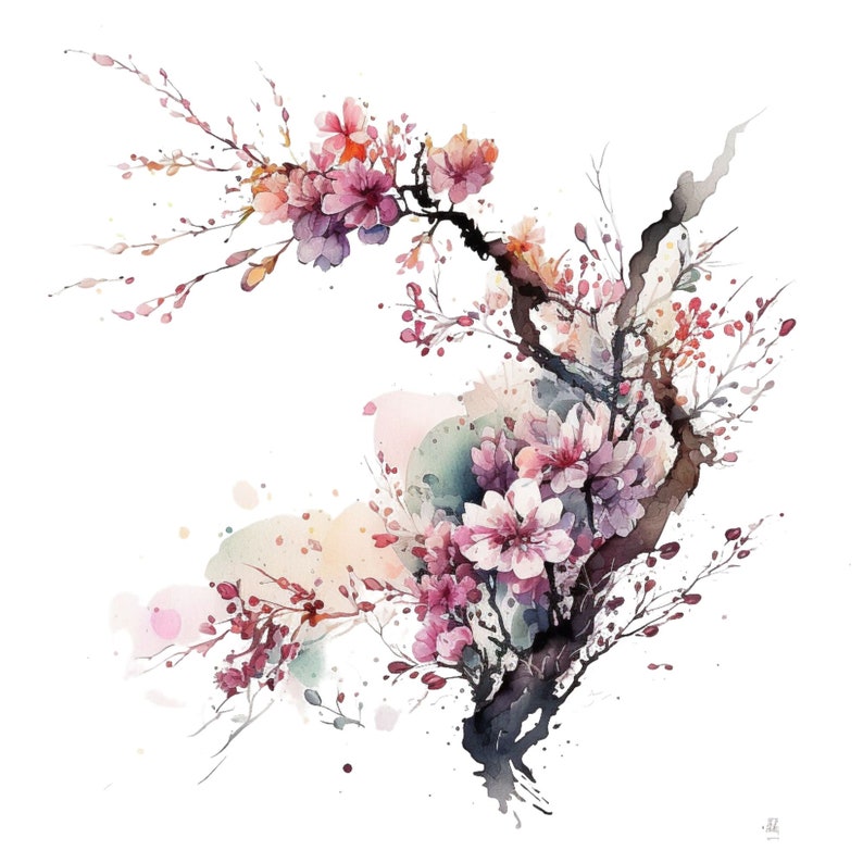 Sakura Watercolor Floral PNG Delicate Cherry Blossom Design Ideal for ...
