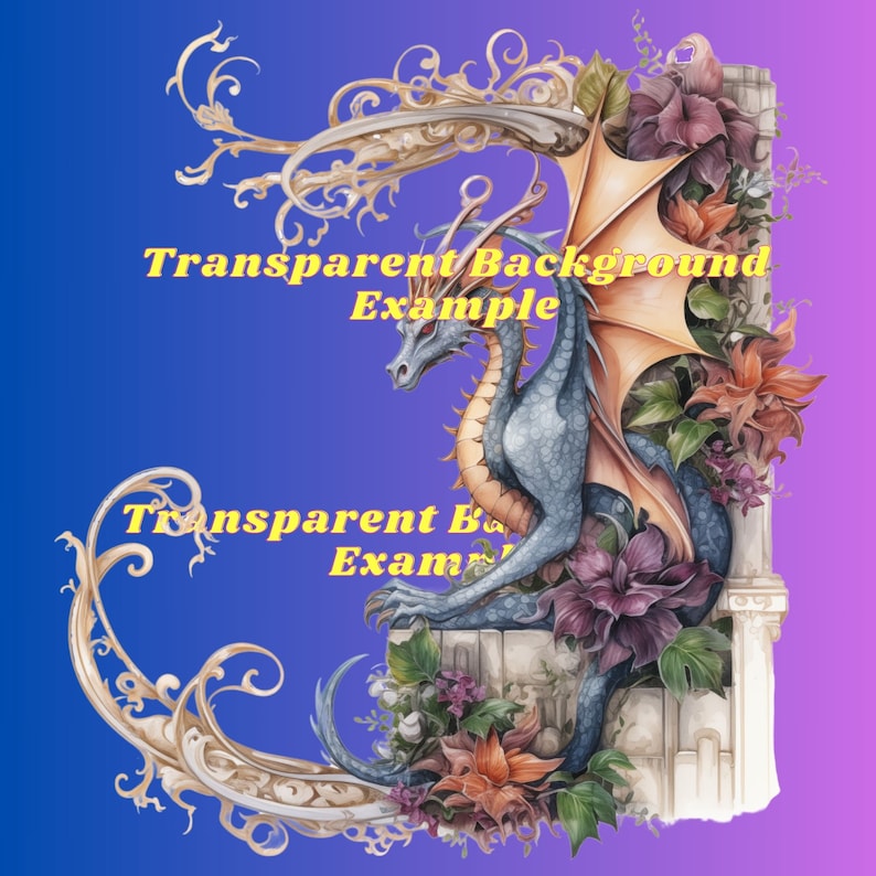 Mystical Dragon Bloom Border - Enchanted Floral Frame PNG - Perfect for ...