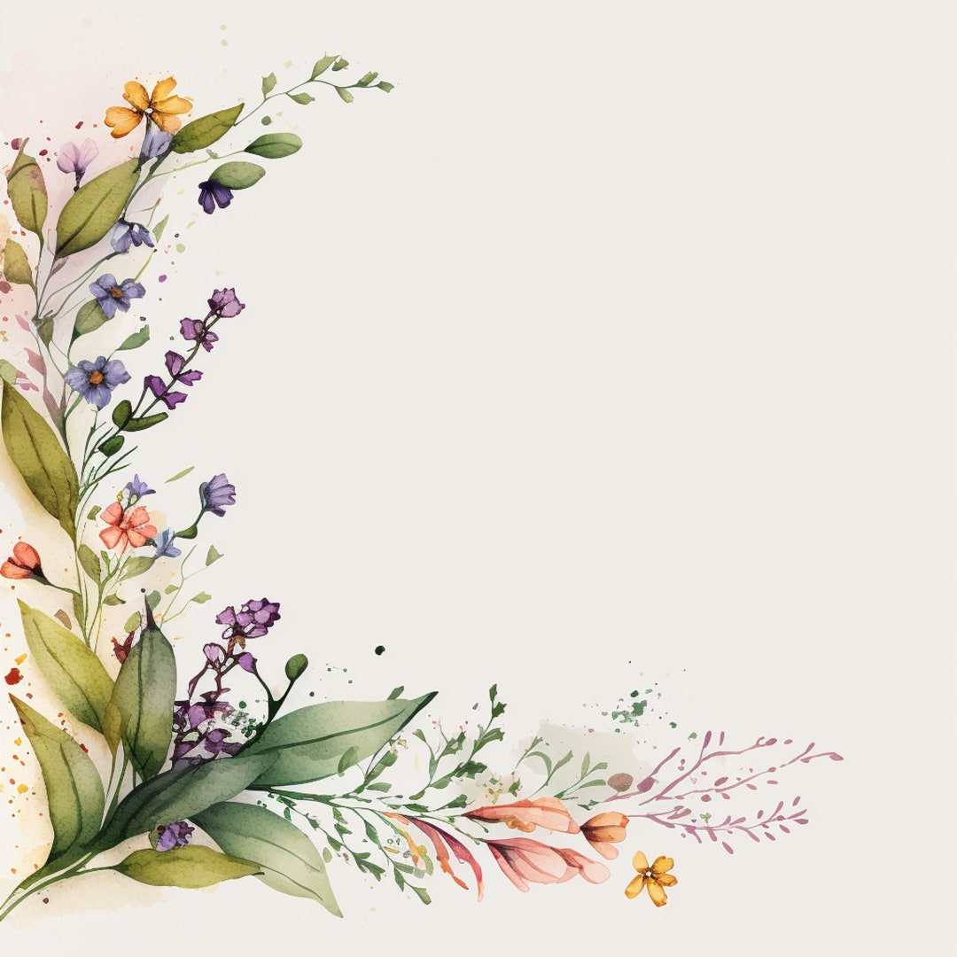 Watercolor Flower Border: Digital Download for Scrapbooking, Cards, and ...