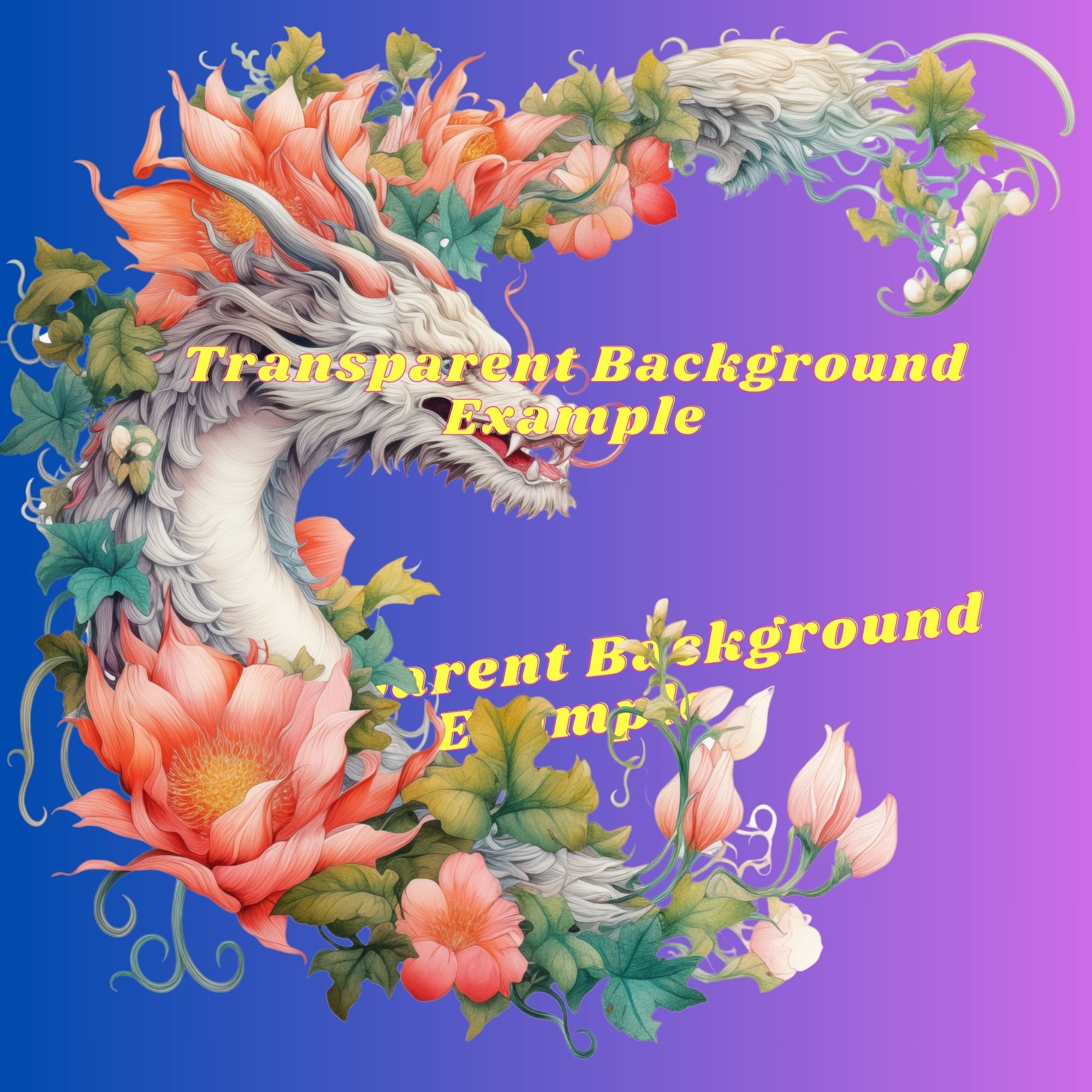 Mystical Dragon Bloom Border - Enchanted Floral Frame PNG - Perfect for ...