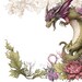 Vintage Dragon Floral Border PNG - Mythical Flower Frame - Invitations ...