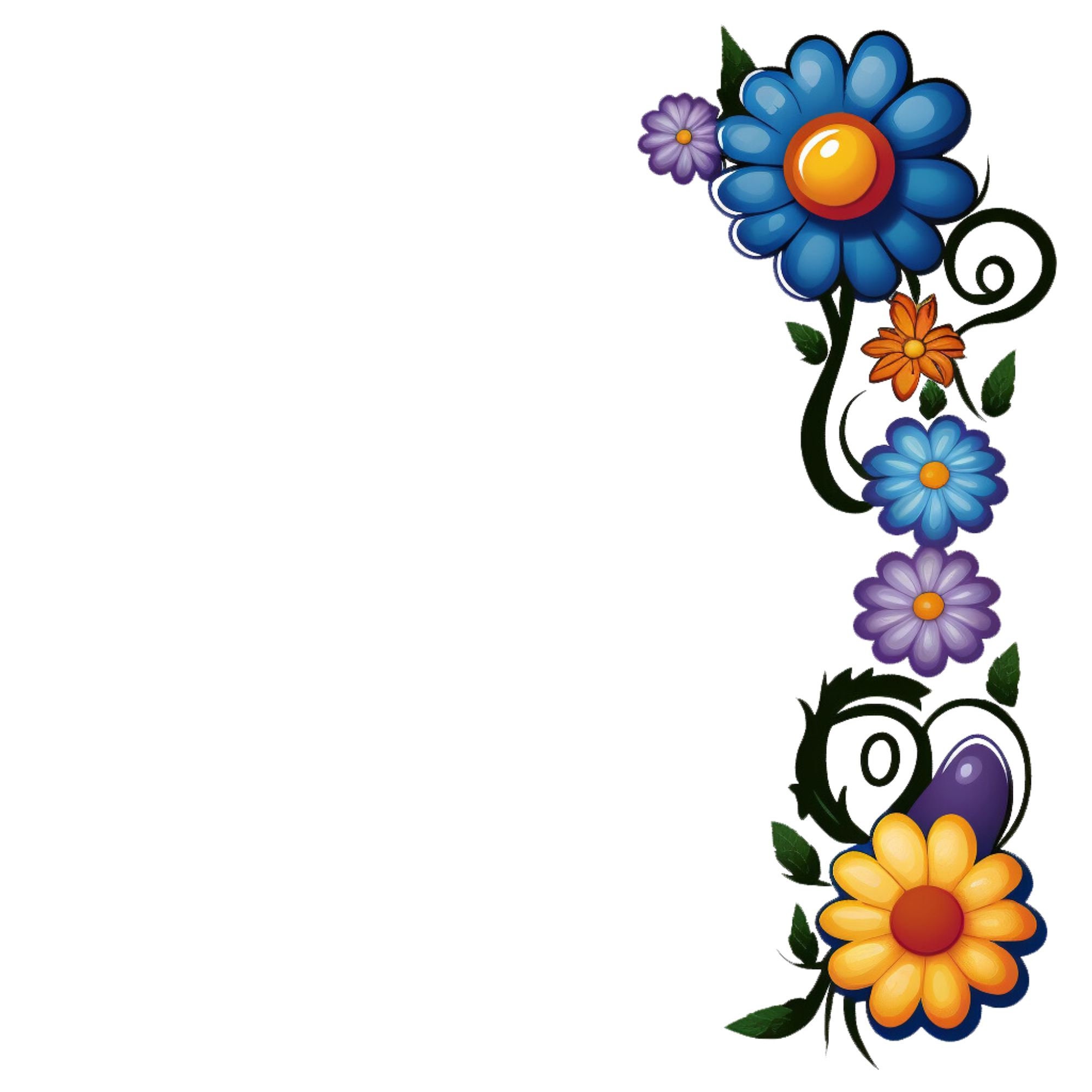 Cartoon Flower Border Duo PNG - Fun and Playful Designs - Great for ...