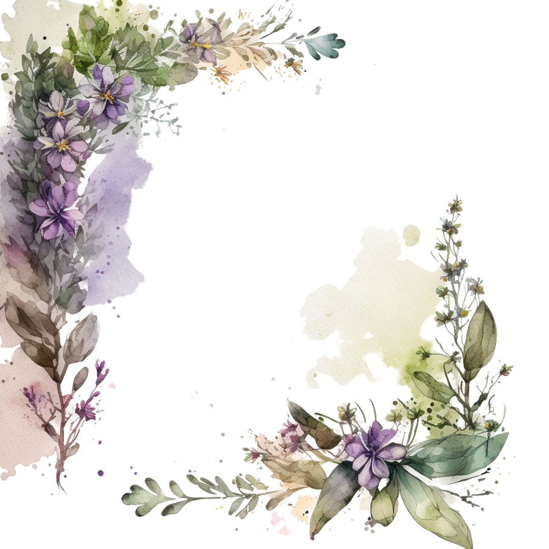 Watercolor Flower Border: Digital Download for Scrapbooking, Cards, and ...