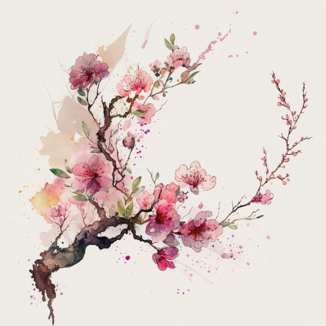 7 Watercolor Sakura Clipart Bundle - Delicate Cherry Blossom Jpgs ...