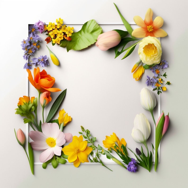 Exquisite Realistic Floral Border PNG - Lifelike Colorful Flower Frame ...