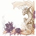 Vintage Dragon Floral Border PNG Mythical Flower Frame Invitations ...