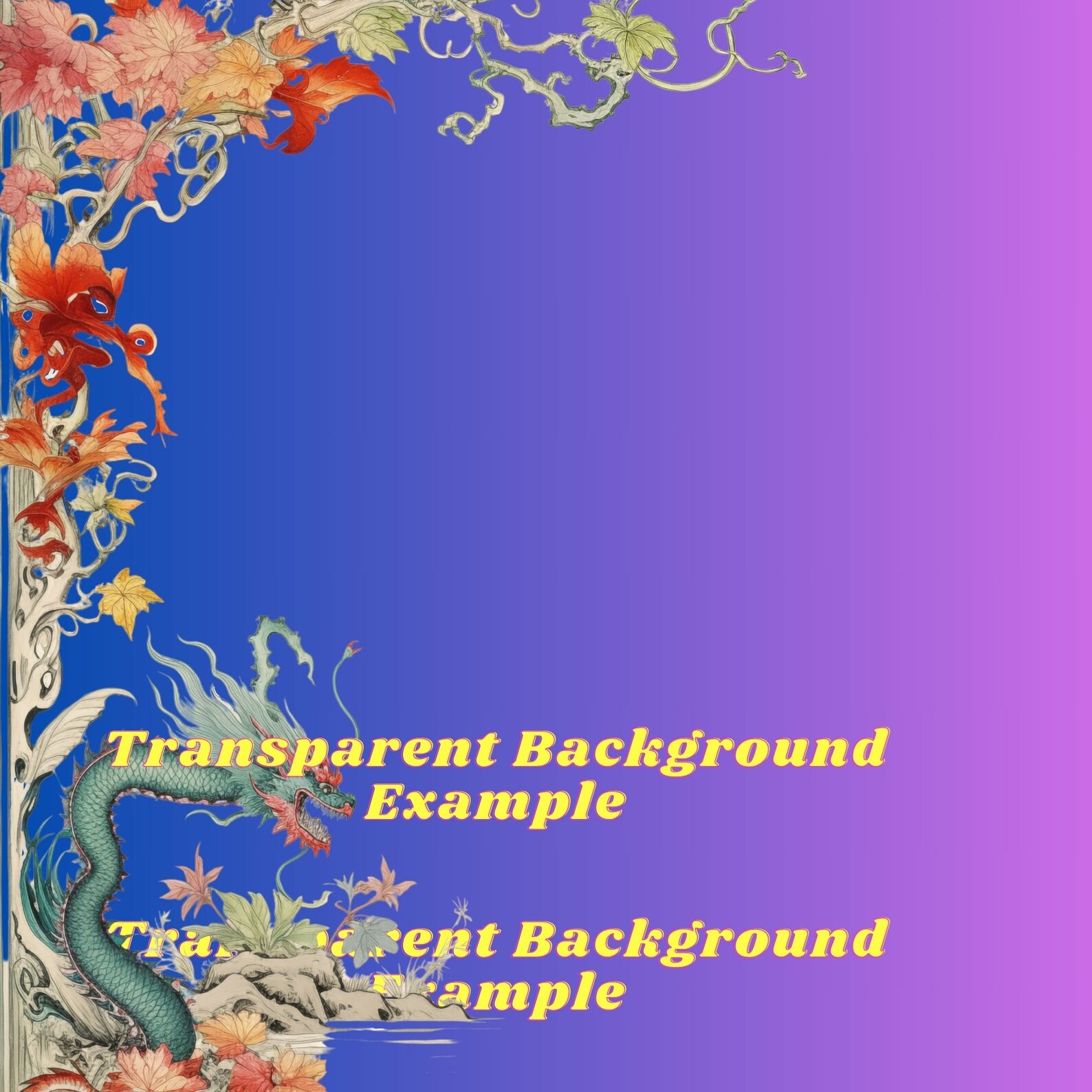 Mystical Dragon Bloom Border - Enchanted Floral Frame PNG - Perfect for ...