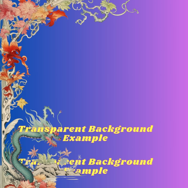 Mystical Dragon Bloom Border - Enchanted Floral Frame PNG - Perfect for ...