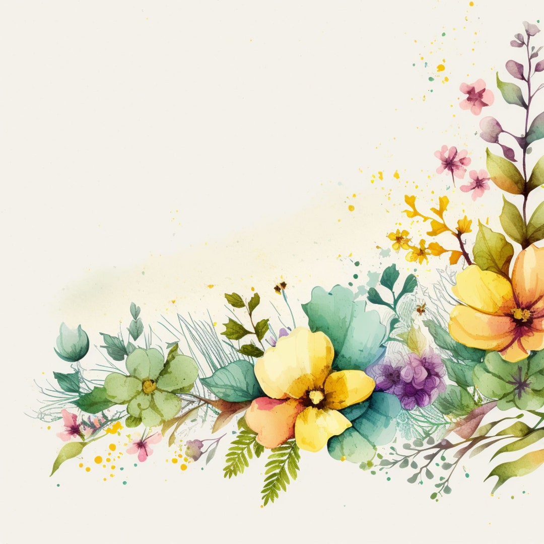 Watercolor Flower Border: Digital Download for Scrapbooking, Cards, and ...