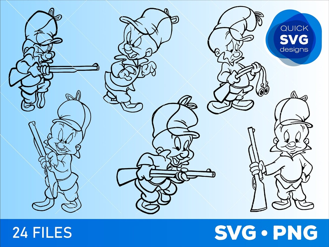 Elmer Fudd SVG Bundle | Cartoon SVG Bundle | Layered SVG Cut Files ...