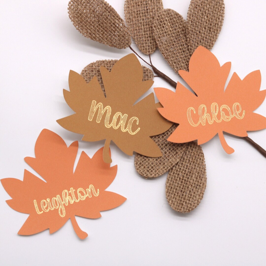 Custom Leaf Fall Place Card, Leaf Place Card, Thanksgiving Place Card ...