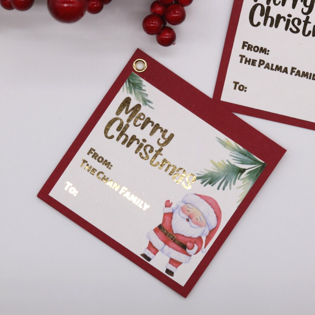 Custom Santa Gift Tags, Happy Holidays Gift Tags, Personalized ...