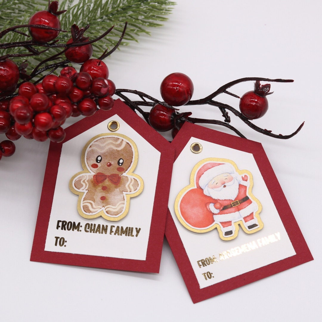 Custom Gold Christmas Gift Tags, Elegant Christmas Tags, Merry ...