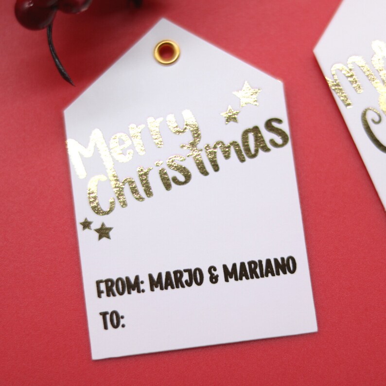 Custom Gold Christmas Gift Tags, Elegant Christmas Tags, Merry ...