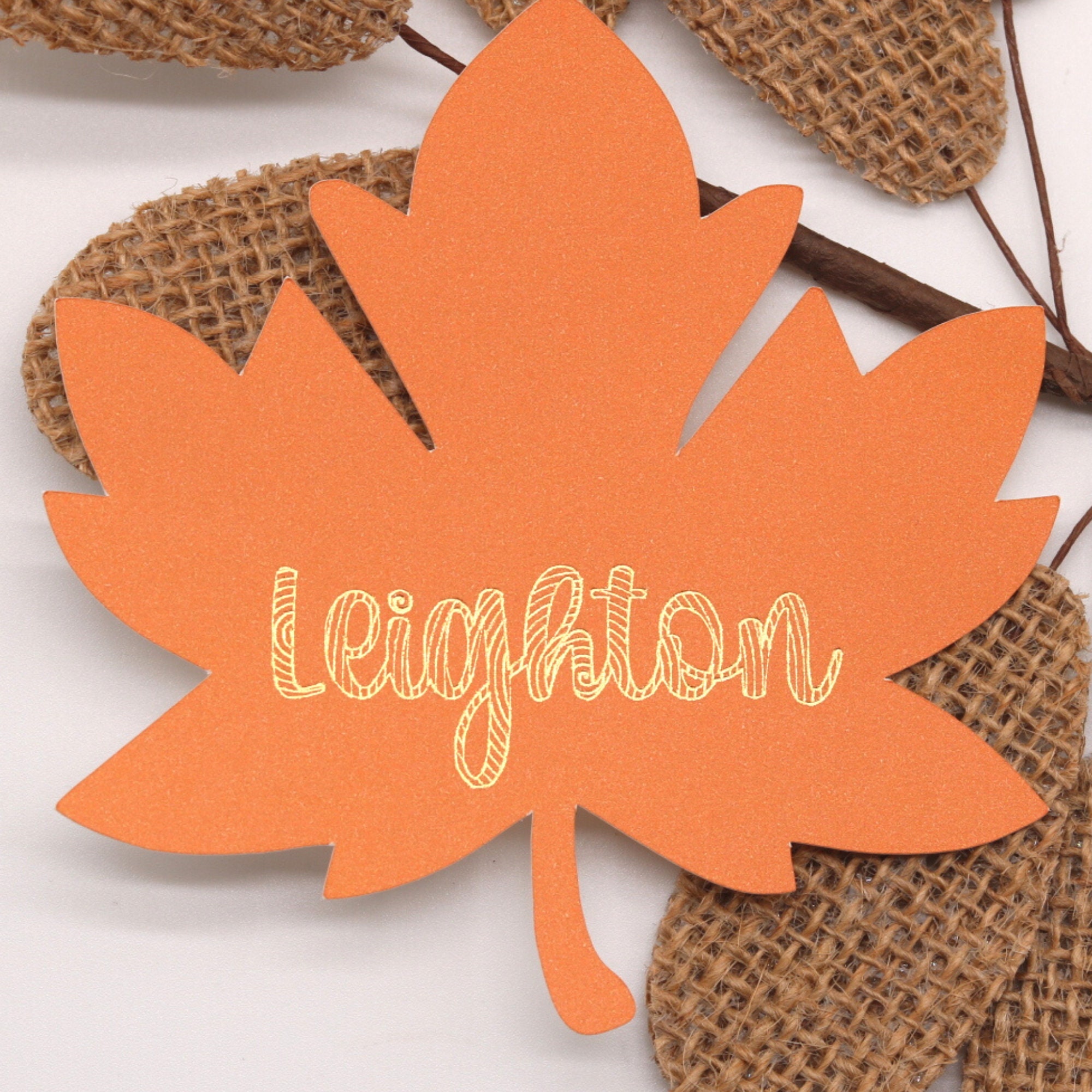 Custom Leaf Fall Place Card, Leaf Place Card, Thanksgiving Place Card ...