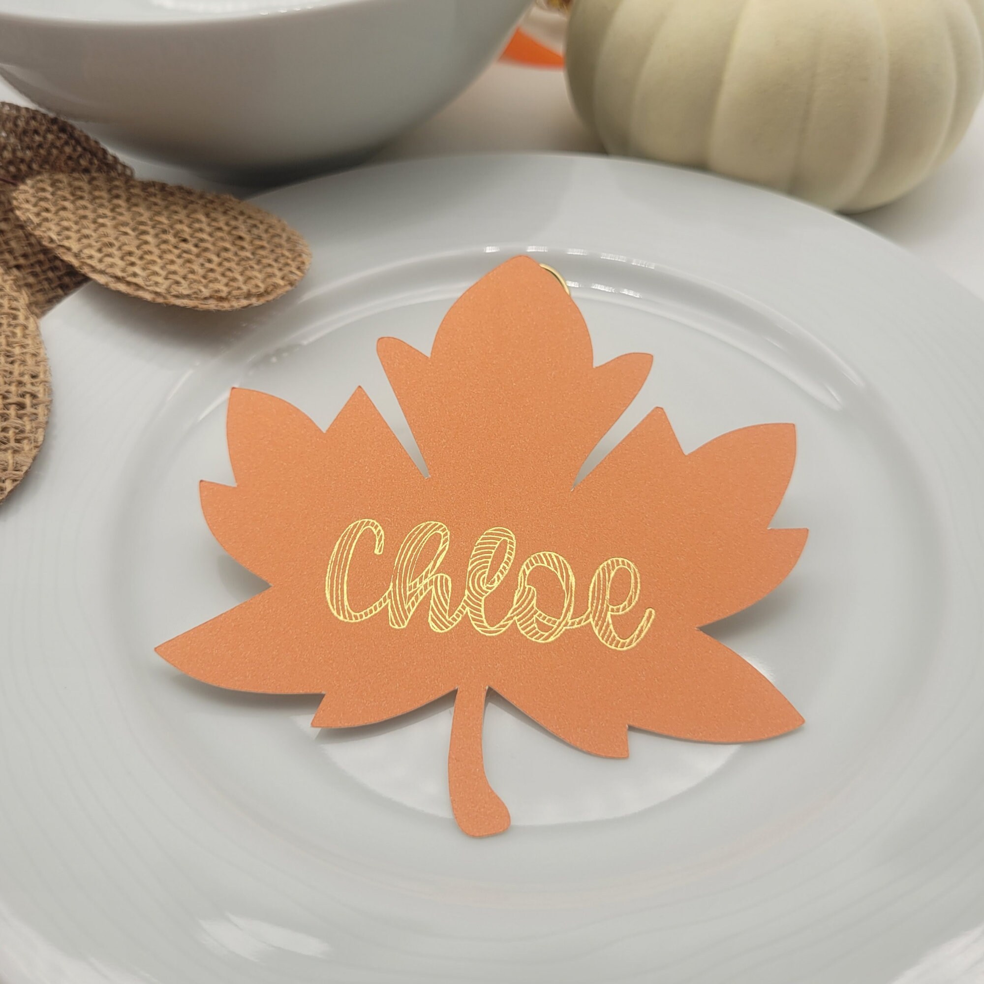Custom Leaf Fall Place Card, Leaf Place Card, Thanksgiving Place Card ...