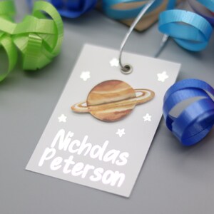Custom Outer Space Tag, Personalized Foil Gift Tag, Saturn Foil Gift ...