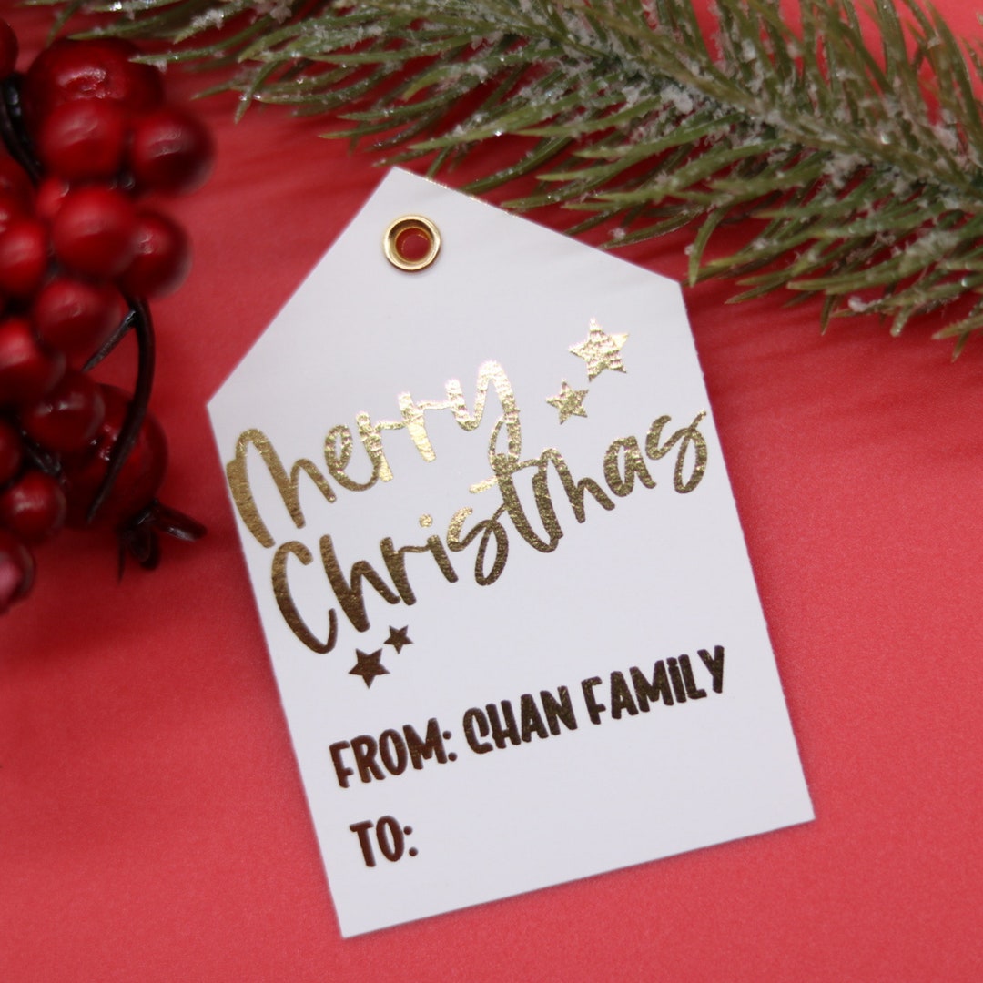 Custom Gold Christmas Gift Tags, Elegant Christmas Tags, Merry ...