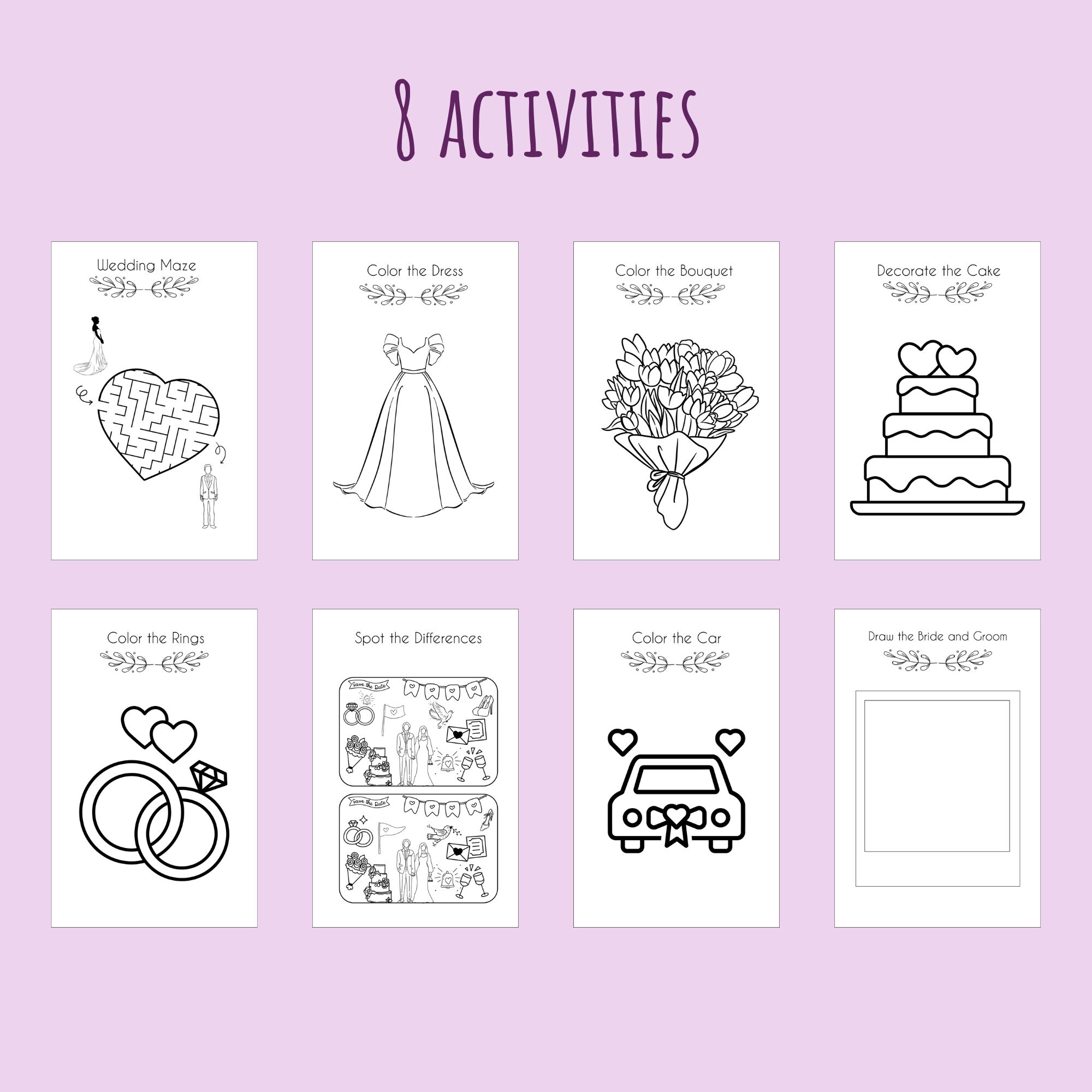 Personalized Wedding Coloring Book for Kids, Wedding Activity Book for ...