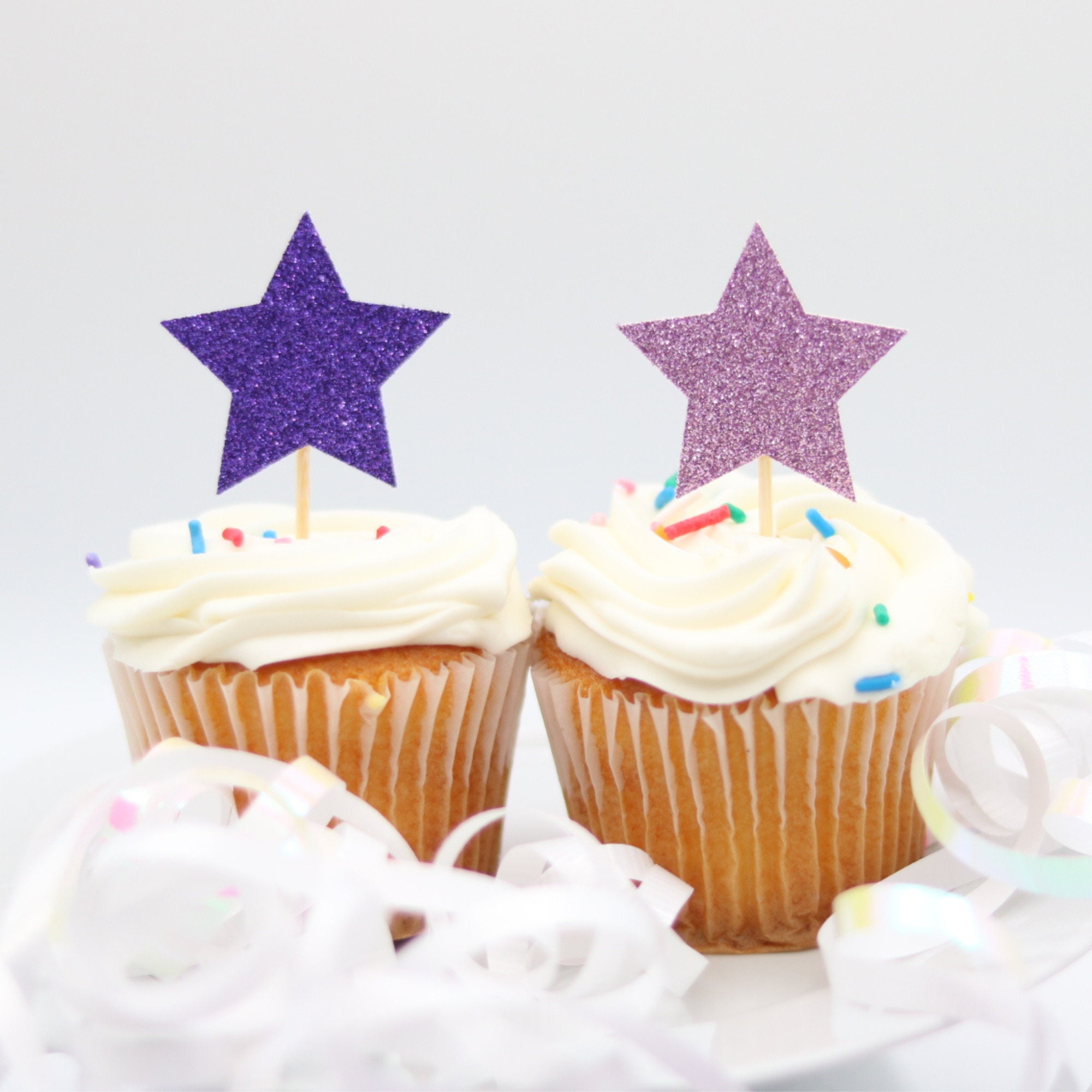 Star Cupcake Topper, Purple Star Topper, Purple Star Birthday ...