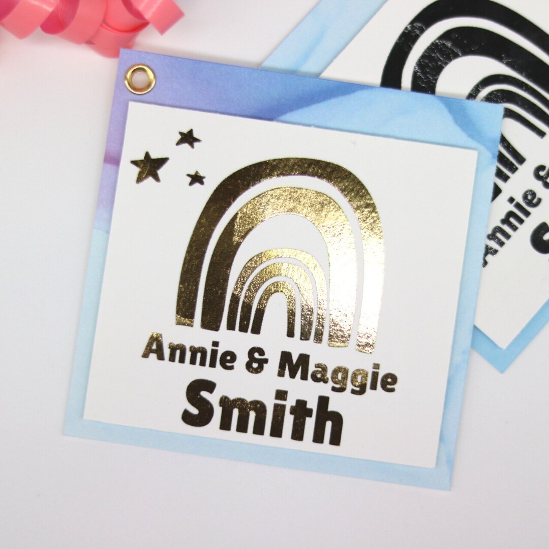 Custom Foil Rainbow Gift Tag, Custom Gift Tag, Personalized Rainbow Tag ...