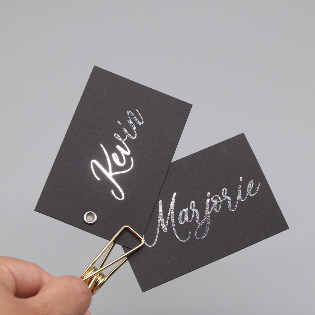 Personalized Black and Silver Tag, Custom Gift Tag, Gold Name Gift Tag ...
